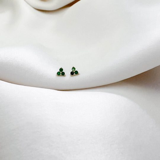 Gold - Dainty Bailey Stud Earrings | Cubic Zirconia | 14k Sterling ...