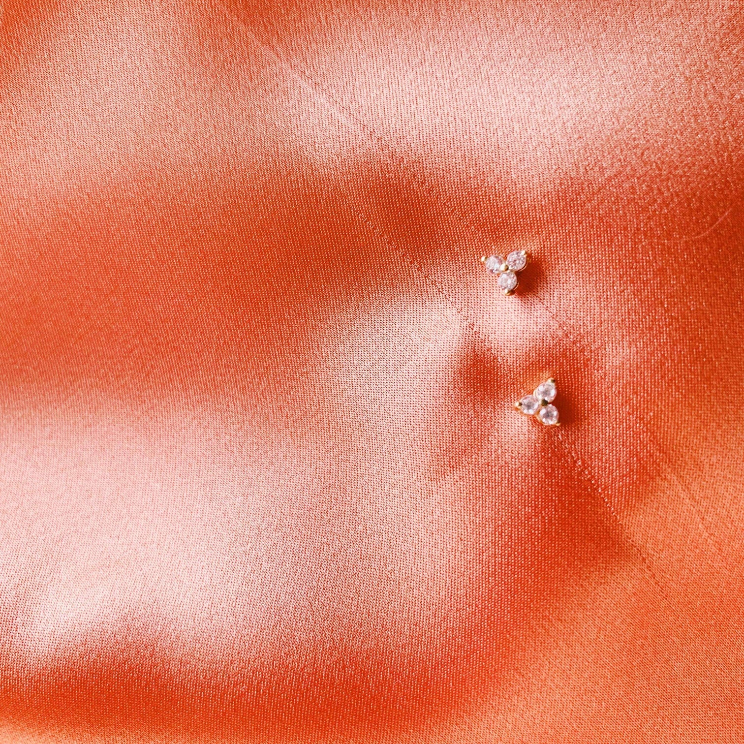 Gold - Dainty Bailey Stud Earrings | Cubic Zirconia | 14k Sterling ...